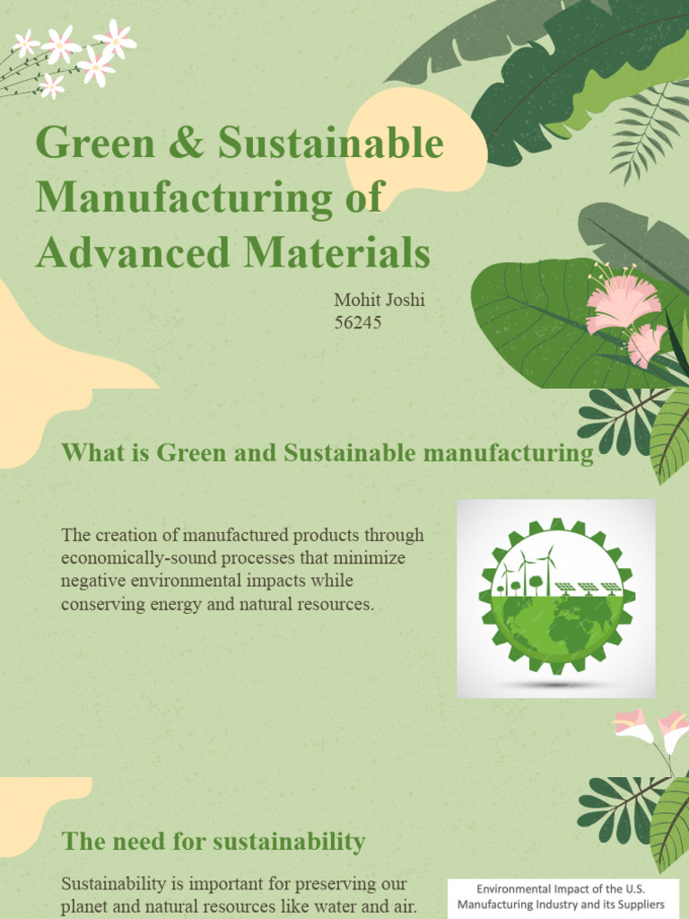Green and Sustainable Manufacturing of Advanced Materials | PDF