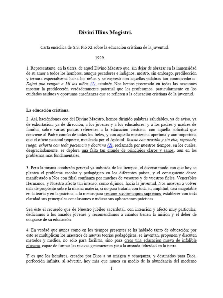 Divini Illius Magistri | PDF | Iglesia Católica | Gracia divina