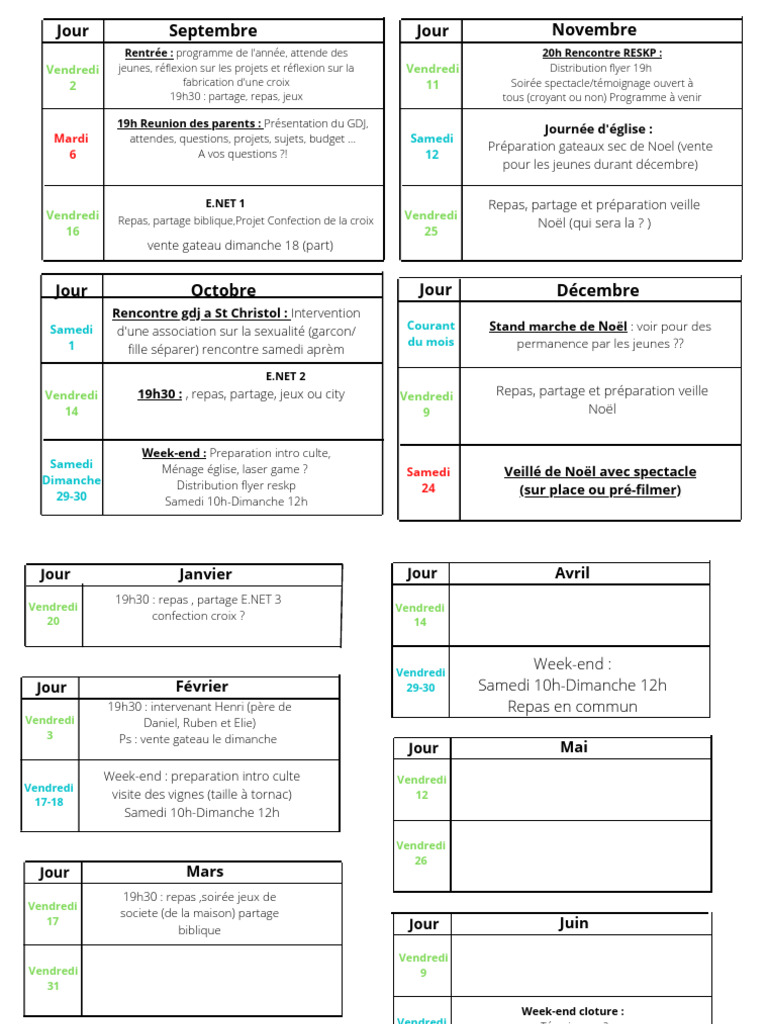 Planning Top Jeune | PDF