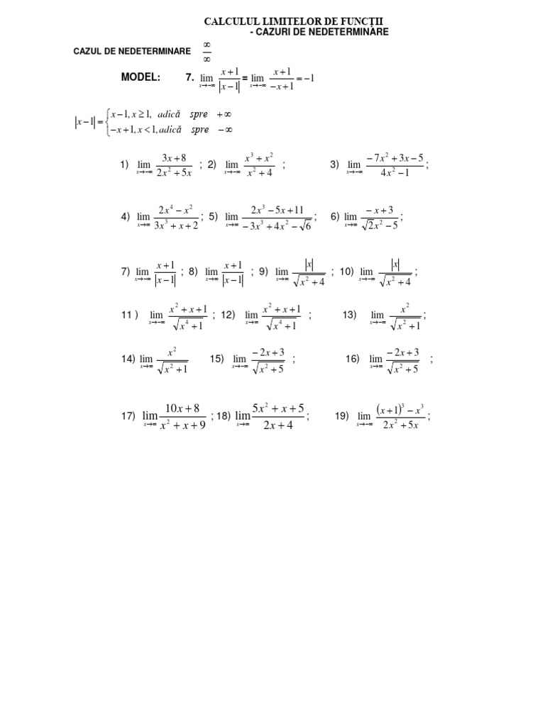 FISA Limite de Functii Cazuri de Nedeterminare 2024 | PDF