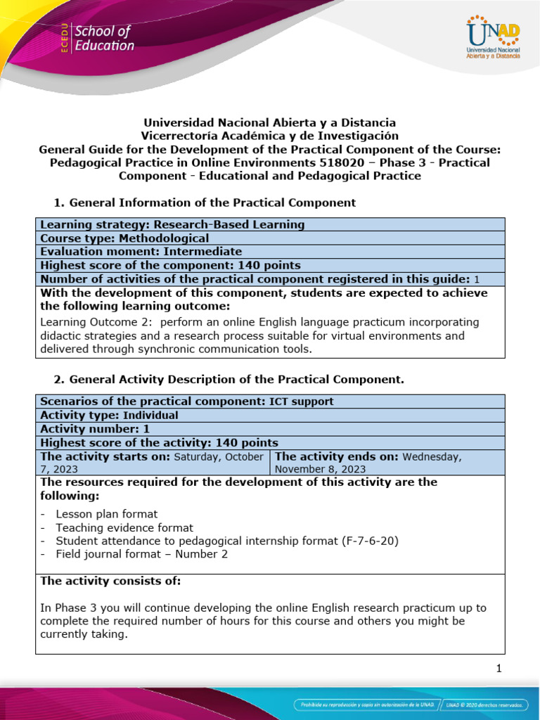 Guide For The Development of The Practical Component - Unit 2 - Phase 3 ...