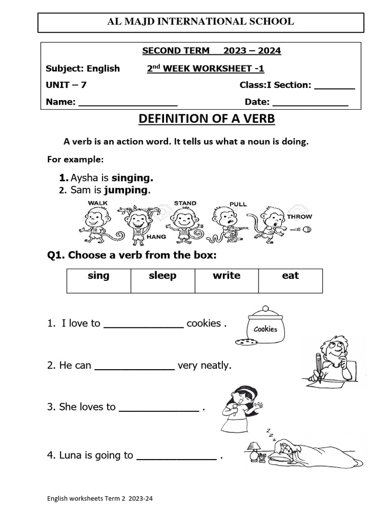 2nd Term English Worksheet 1..... 2023-2024 | PDF | English Language | Verb