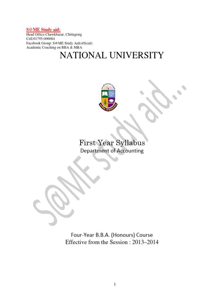 BBA 1st Year Accounting Syllabus | PDF | Marketing | Capital Budgeting