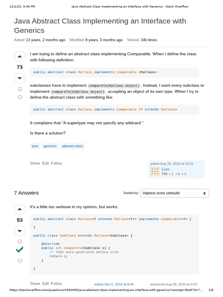 Java Abstract Class Implementing An Interface With Generics Stack Overflow Pdf Inheritance 