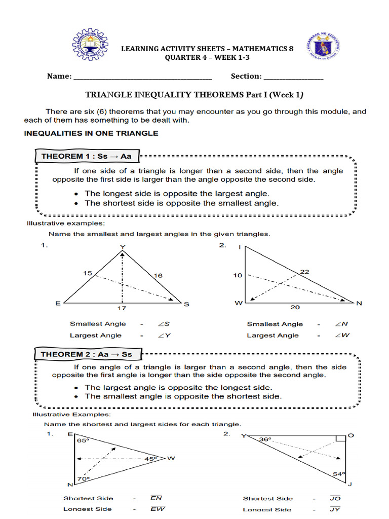 Q4 Las Week 1 3 | PDF | Triangle | Theorem