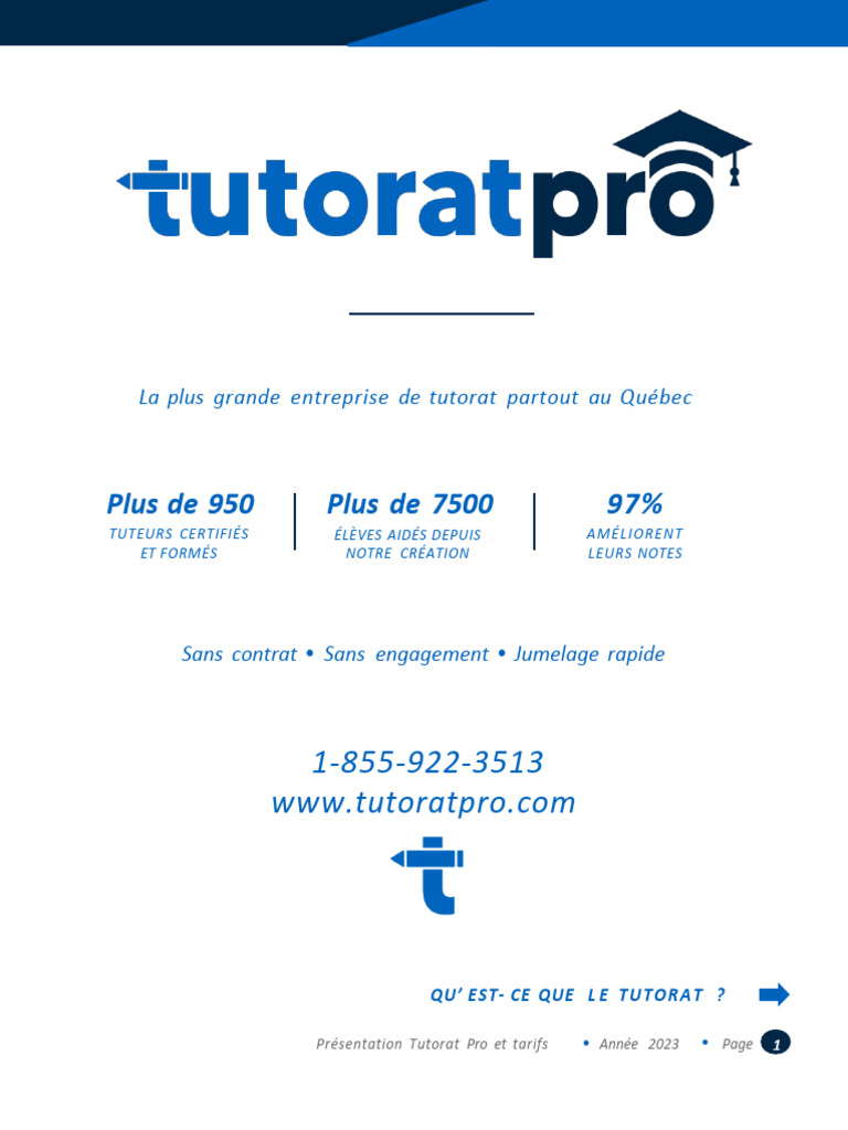 Présentation Et Tarifs - Tutorat Pro 2023 | PDF