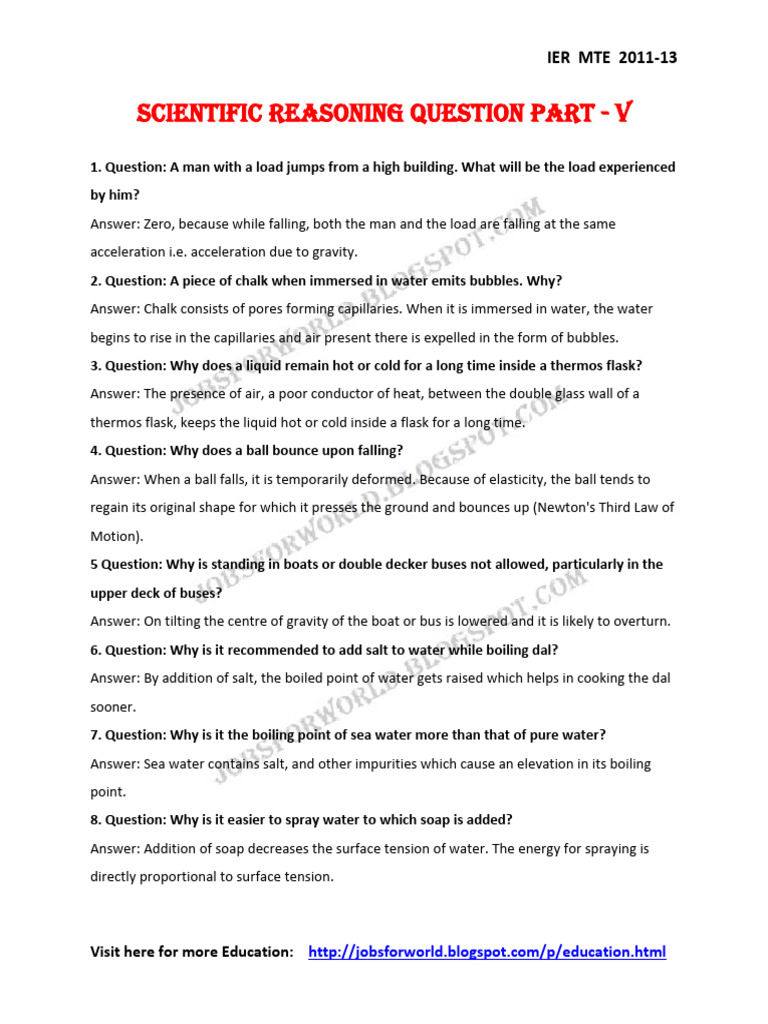 Important Scientific Reasoning Question Part 5 | PDF | Atmosphere Of ...