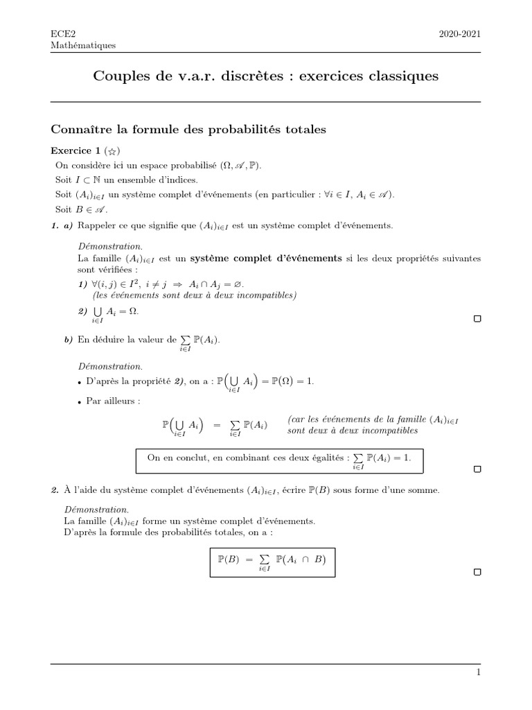 Exos Couples Var Correction | PDF