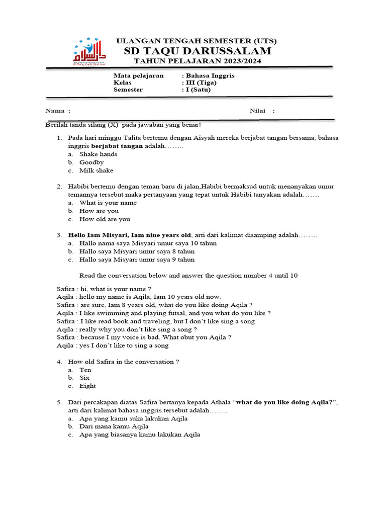 Uts Big Kls 2 Semester 1 | PDF