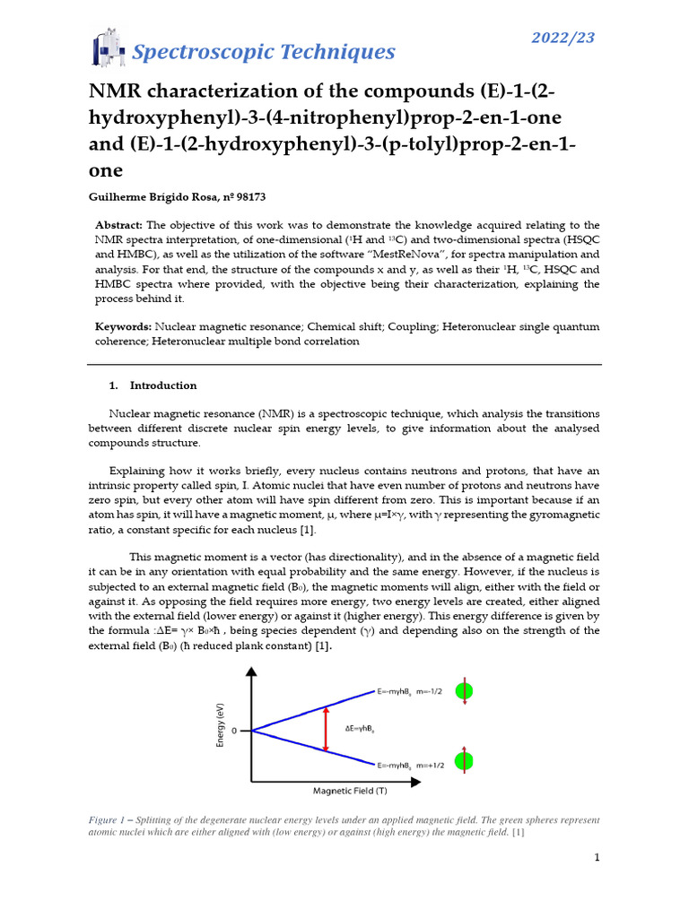 NMR Caracterization - 2022-2023 | PDF | Two Dimensional Nuclear ...