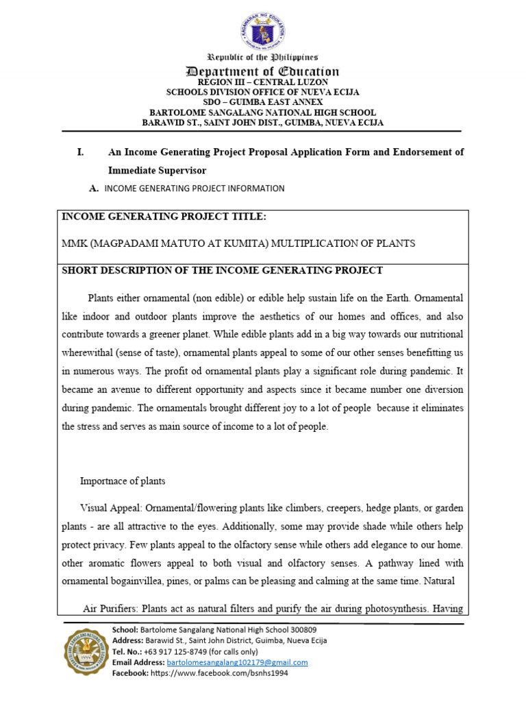 Finalized INCOME GENERATING PROJECT Front Page SIPNAYAN | PDF | Plants ...