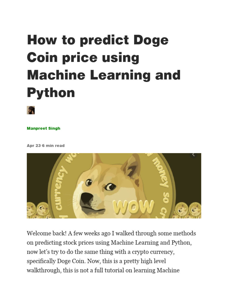 How To Predict Doge Coin Price Using Machine Learning and Python | PDF | Python (Programming ...
