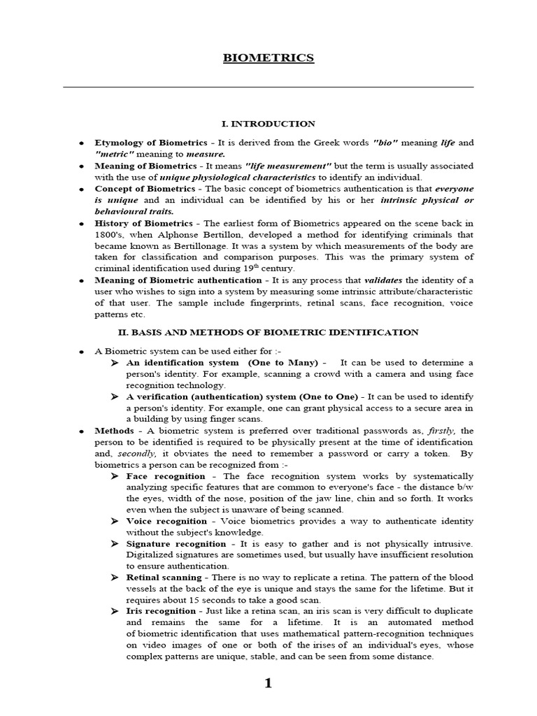 Biometrics: A Comprehensive Guide | PDF