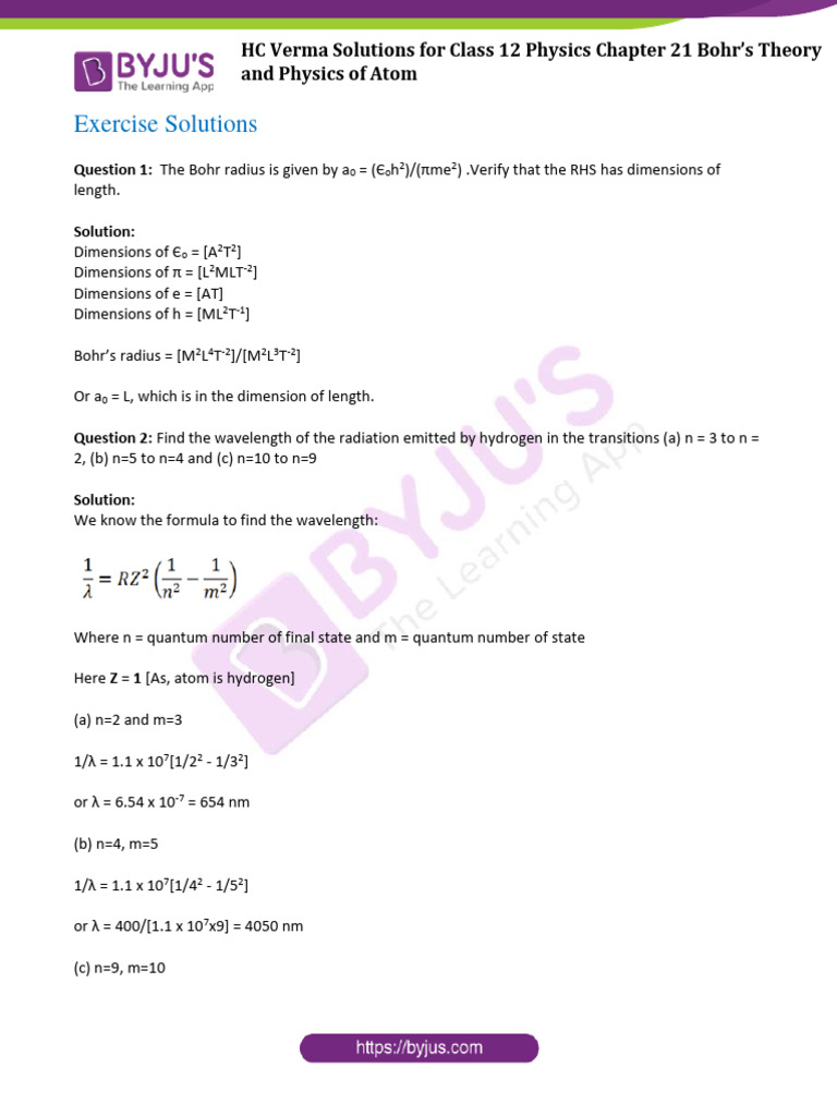 HC-Verma-Solutions-Class-12-Physics-Chapter-21-Bohr’s-Theory-and ...