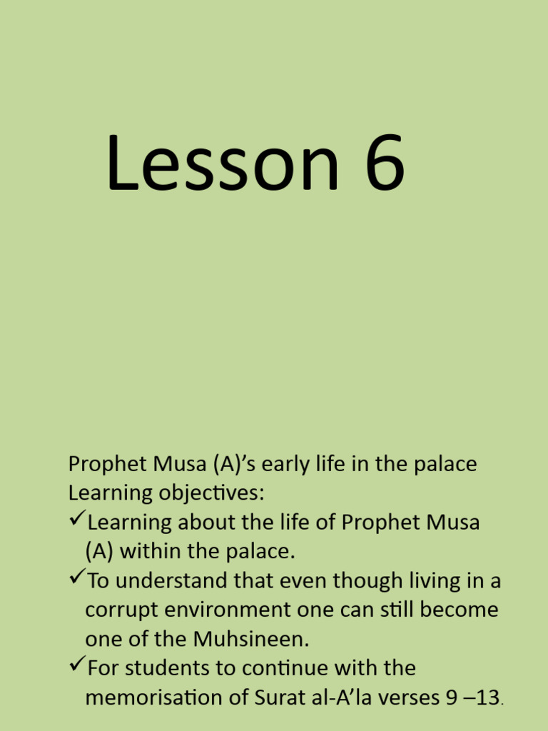 2017_C6_Lesson6 | PDF | Moses In Islam | Islamic Belief And Doctrine