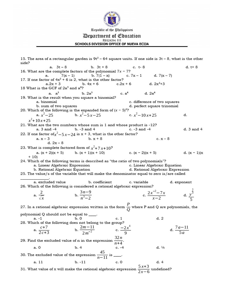 First Quarter Exam | PDF