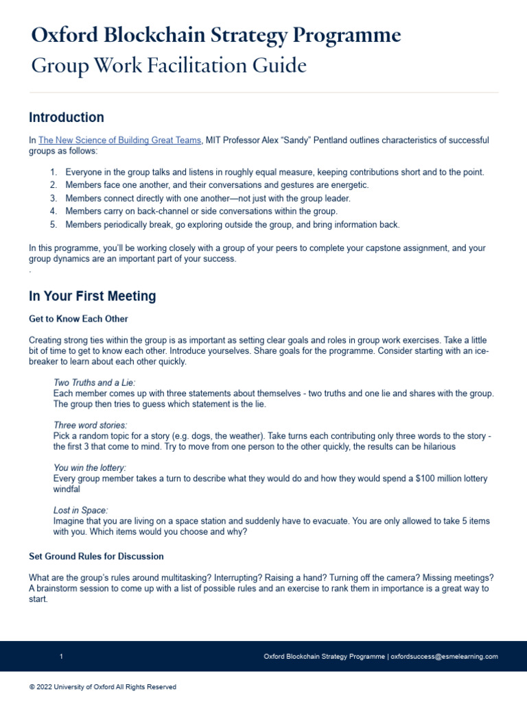 OXF-BCH Group Work Facilitation Guide | PDF