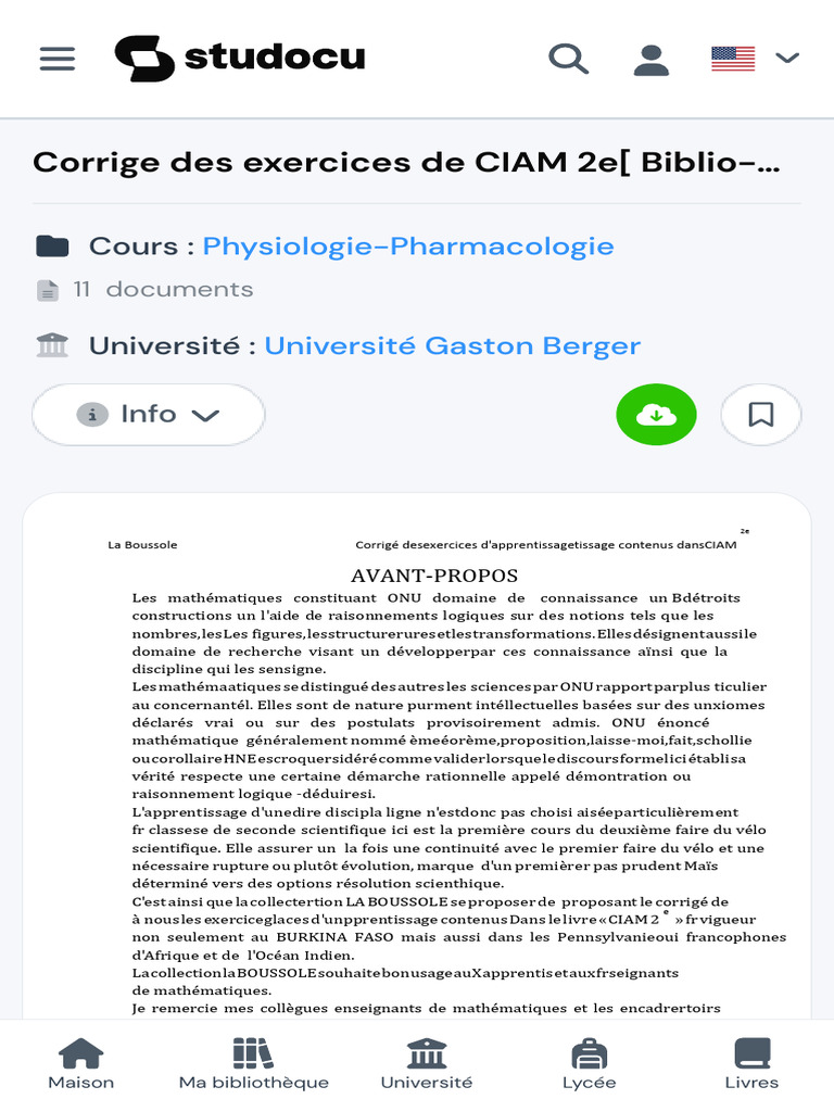 Corrige Des Exercices de CIAM 2e[ Biblio- Science… | PDF