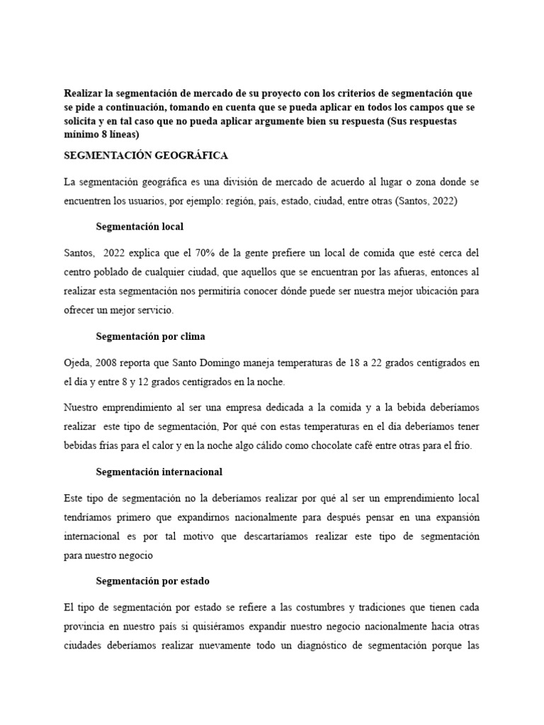 Tarea De Segmentación Pdf Comportamiento Marketing