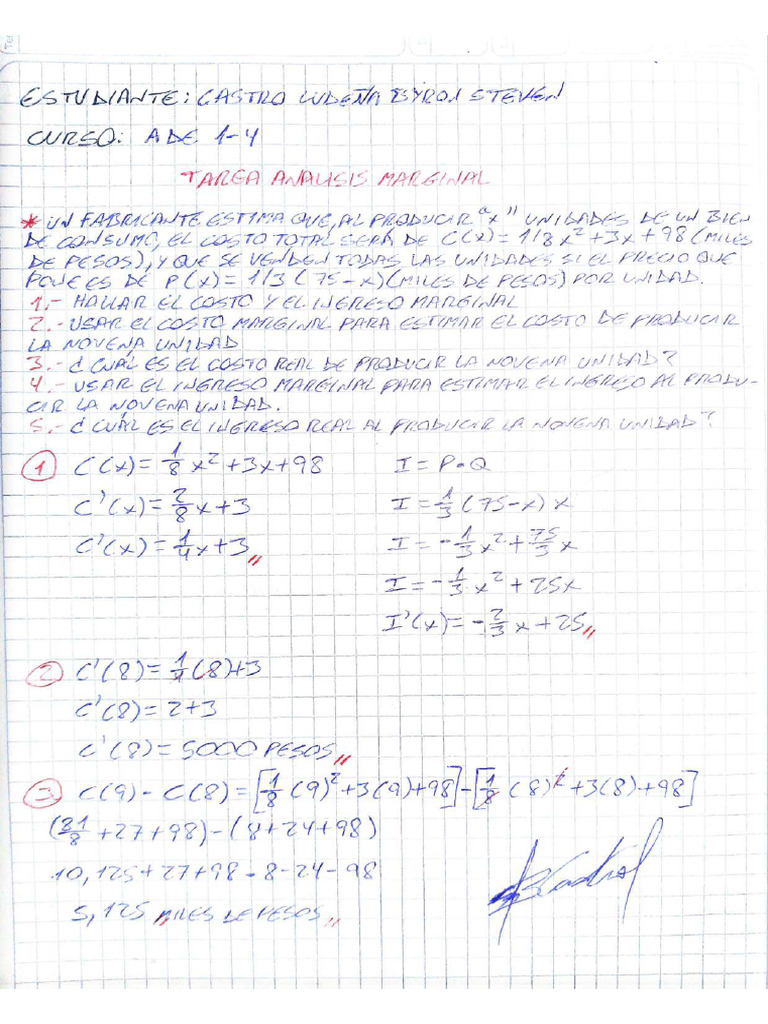 Tarea Análisis Marginal, Máximos y Mínimos - Compressed | PDF