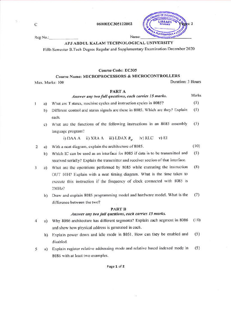 MPMC Handwritten Notes on Microcontrollers | PDF | Frequency