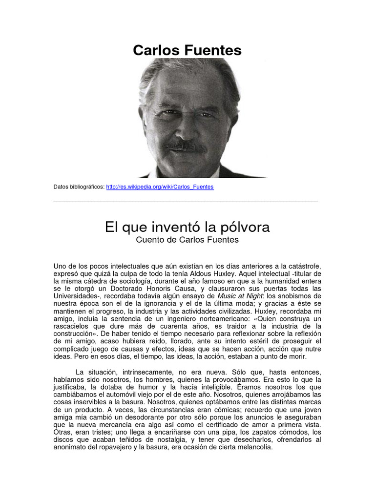 El que inventó la pólvora: Carlos Fuentes | PDF | Libros para adolescentes