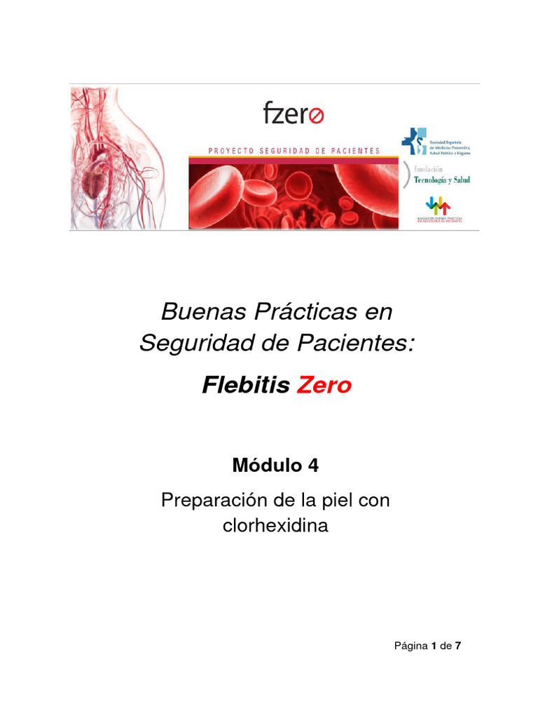 Iv Flebitis Zero Preparación De La Piel Con Clorhexidina Pdf