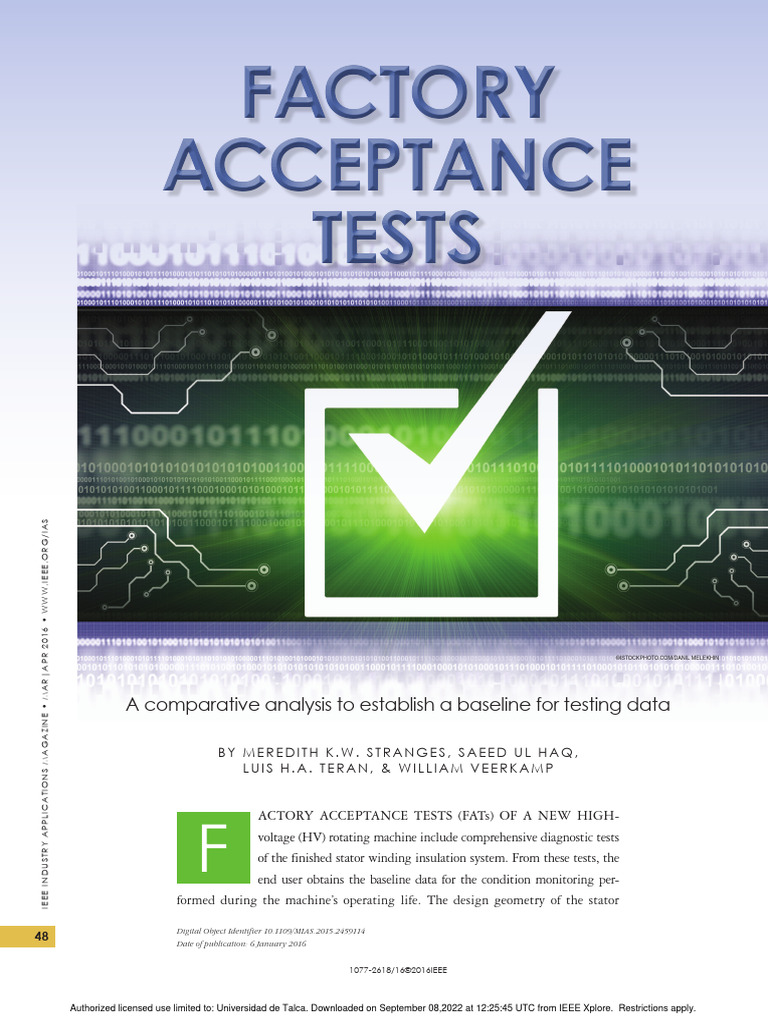 Factory Acceptance Tests A Comparative Analysis To Establish A Baseline ...