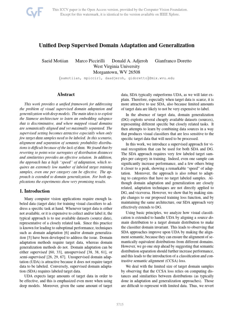 Unified Deep Supervised Domain Adaptation and Generalization | PDF | Sampling (Statistics ...