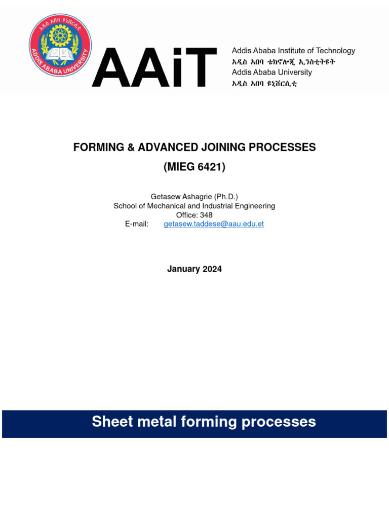 MIEG 6421 - Sheetmetal Forming Processes | PDF | Sheet Metal ...