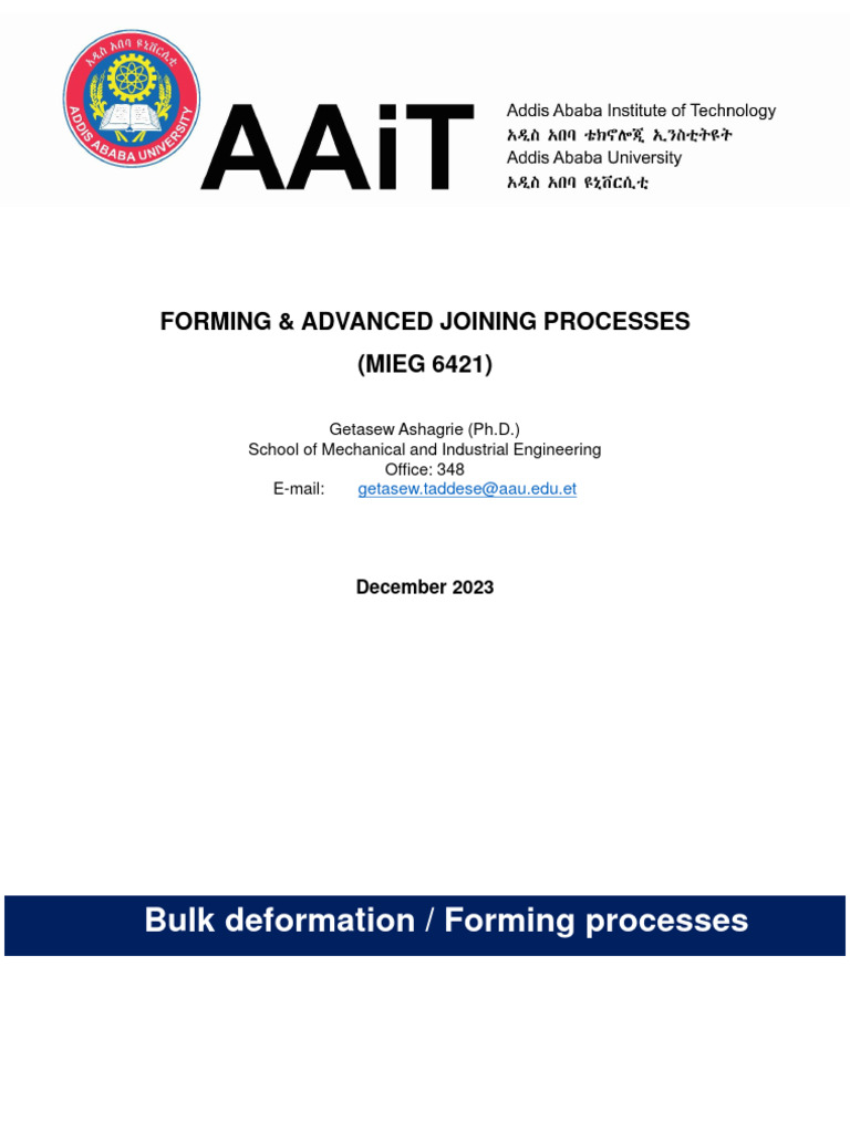 MIEG 6421 - Bulk Deformation - Forming Processes | PDF