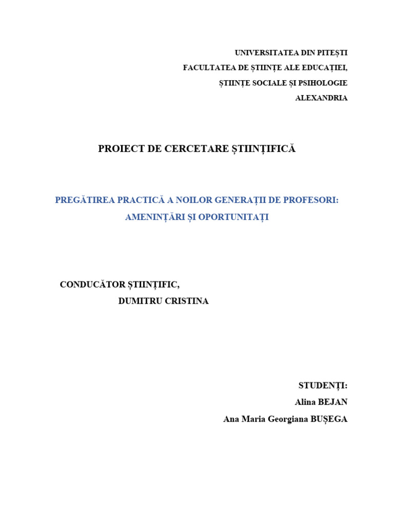 Proiect Cercetare | PDF
