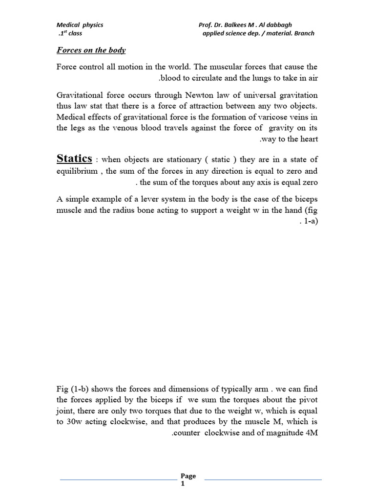 A Forces On The Body Chapter 1 Pdf Force Friction