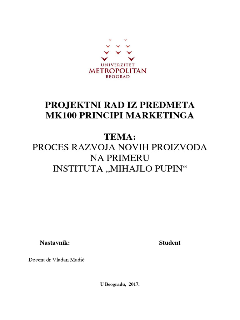 MK100 Primer projektnog rada | PDF