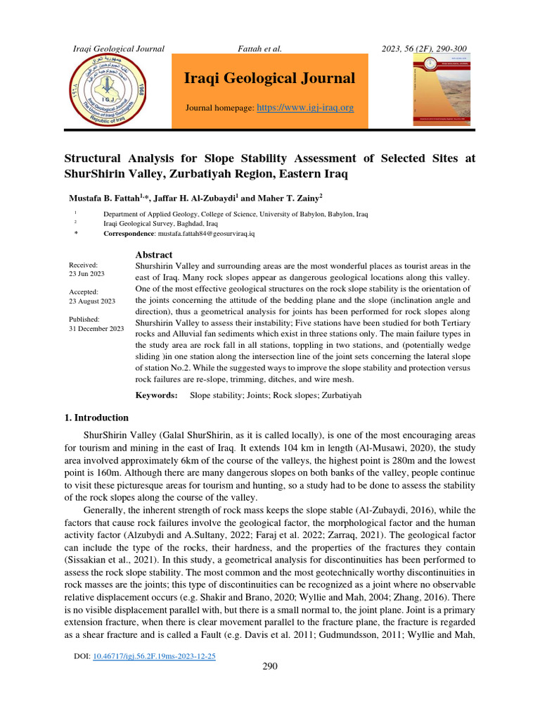 Structural Analysis For Slope Stability Assessment of Selected Sites at ...