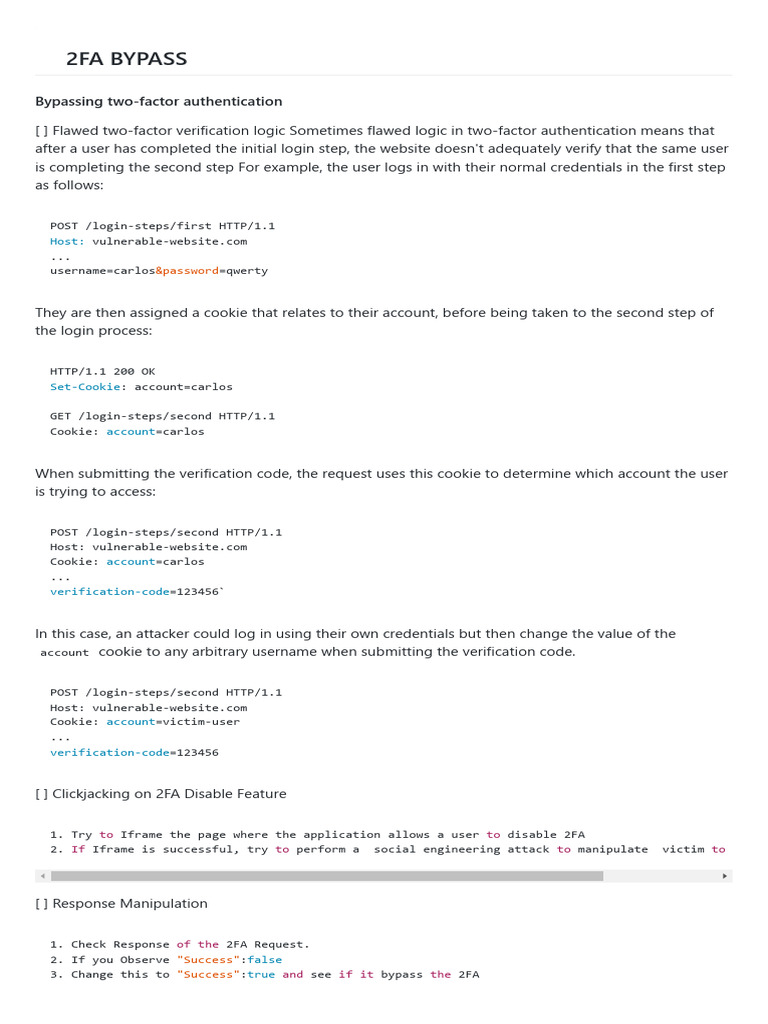 2FA Bypass | Download Free PDF | Http Cookie | Password