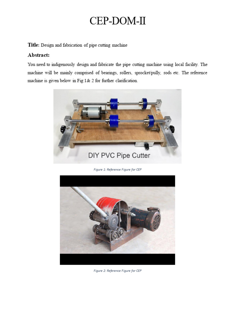 Pipe Cutting Machine Design Project | PDF