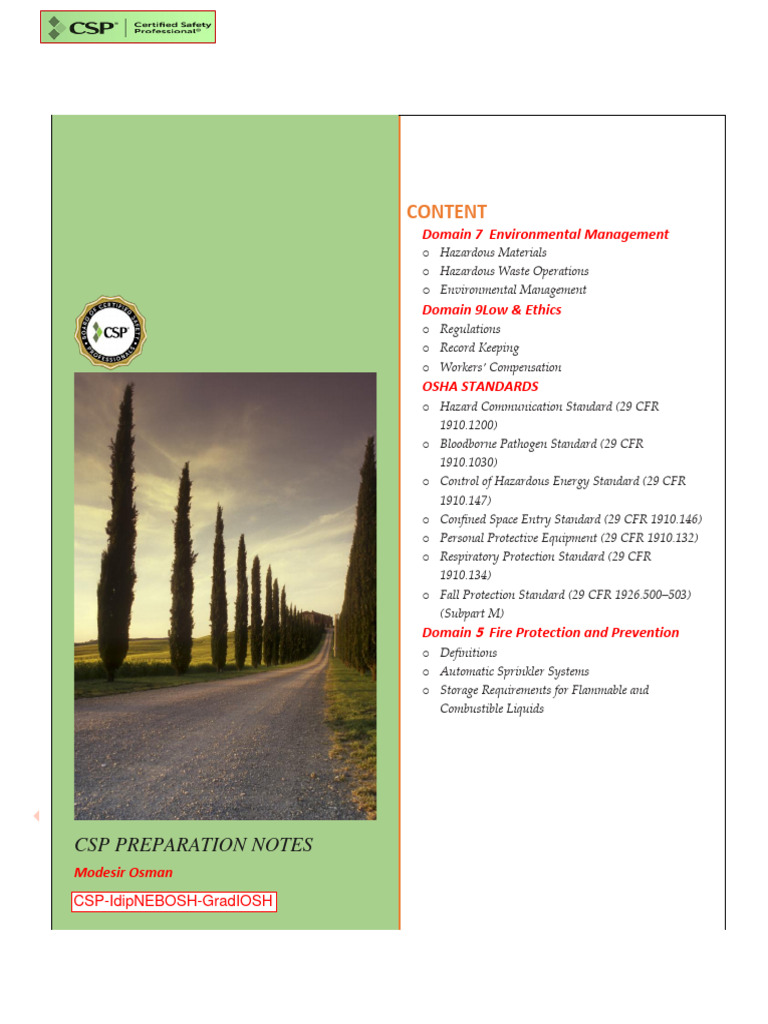 CSP Preparation Notes 5,9,7 | PDF | Resource Conservation And Recovery ...