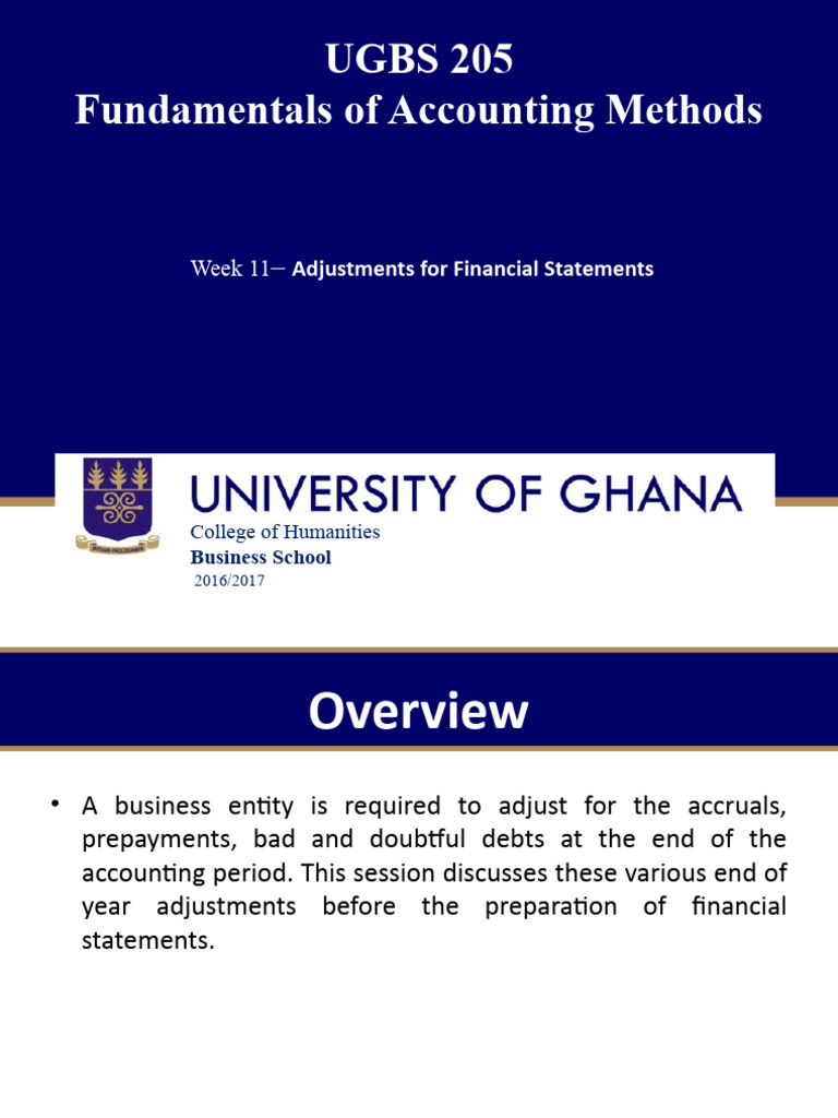 Week 11 - Adjustments For Financial Statements | PDF | Bad Debt | Accrual