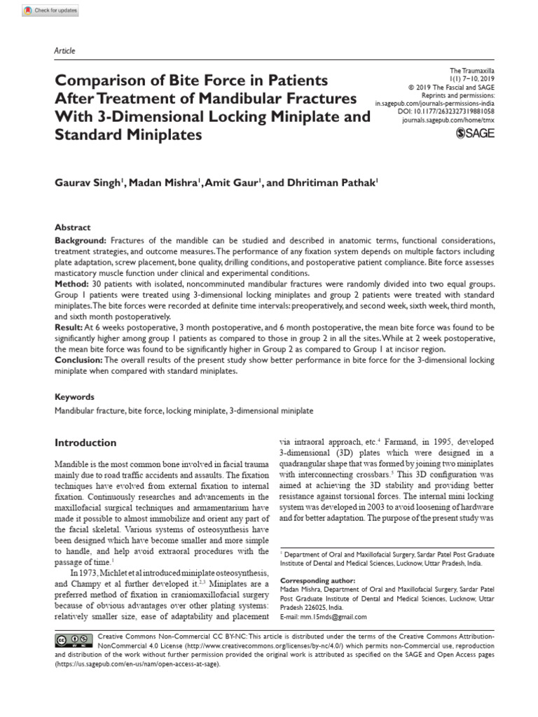 2019 - Comparison of Bite Force in Patients After Treatment of ...