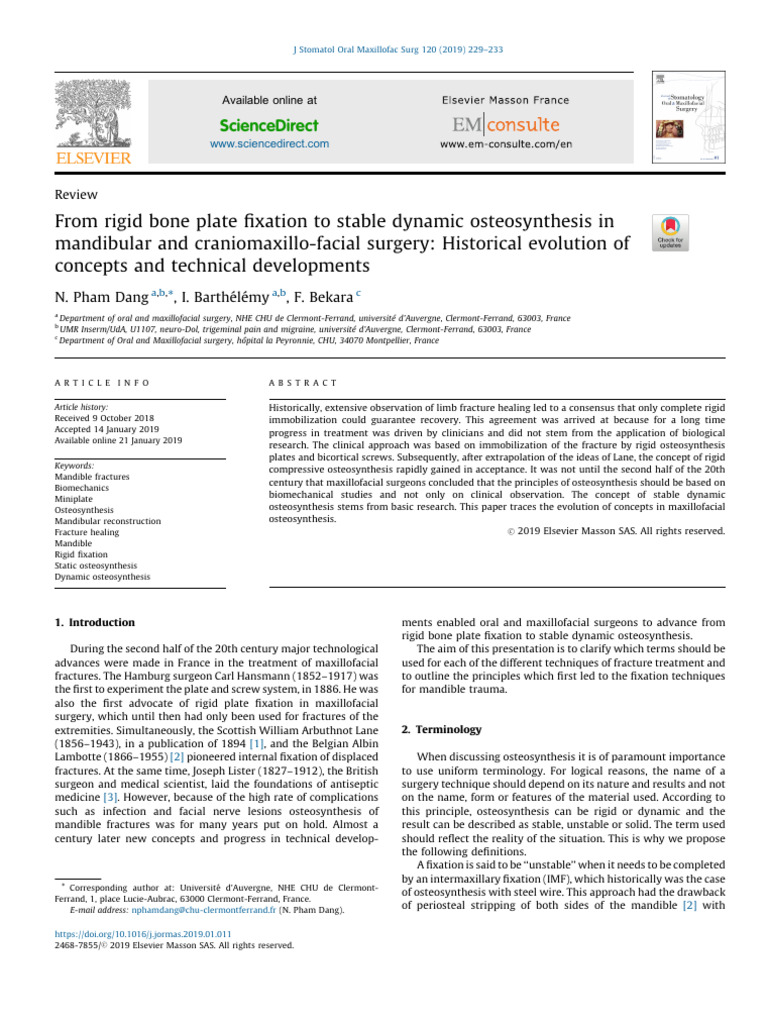 2019 - From Rigid Bone Plate Fixation To Stable Dynamic Osteosynthesis ...
