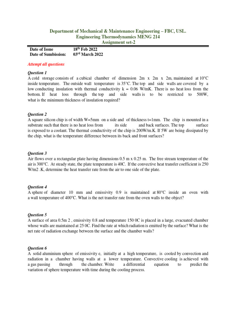 Meng 214 - Assignment 2 | PDF