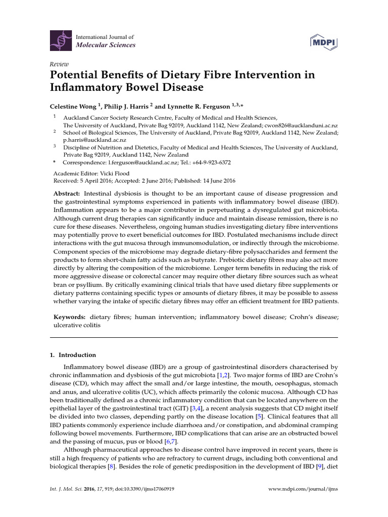 Dietary Fibre IBD | PDF | Inflammatory Bowel Disease | Diet & Nutrition