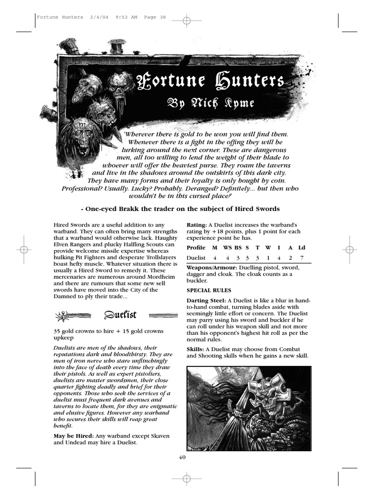 (TC13) Bard, Bounty Hunter, Duelist, Witch | PDF | Witchcraft | Sword
