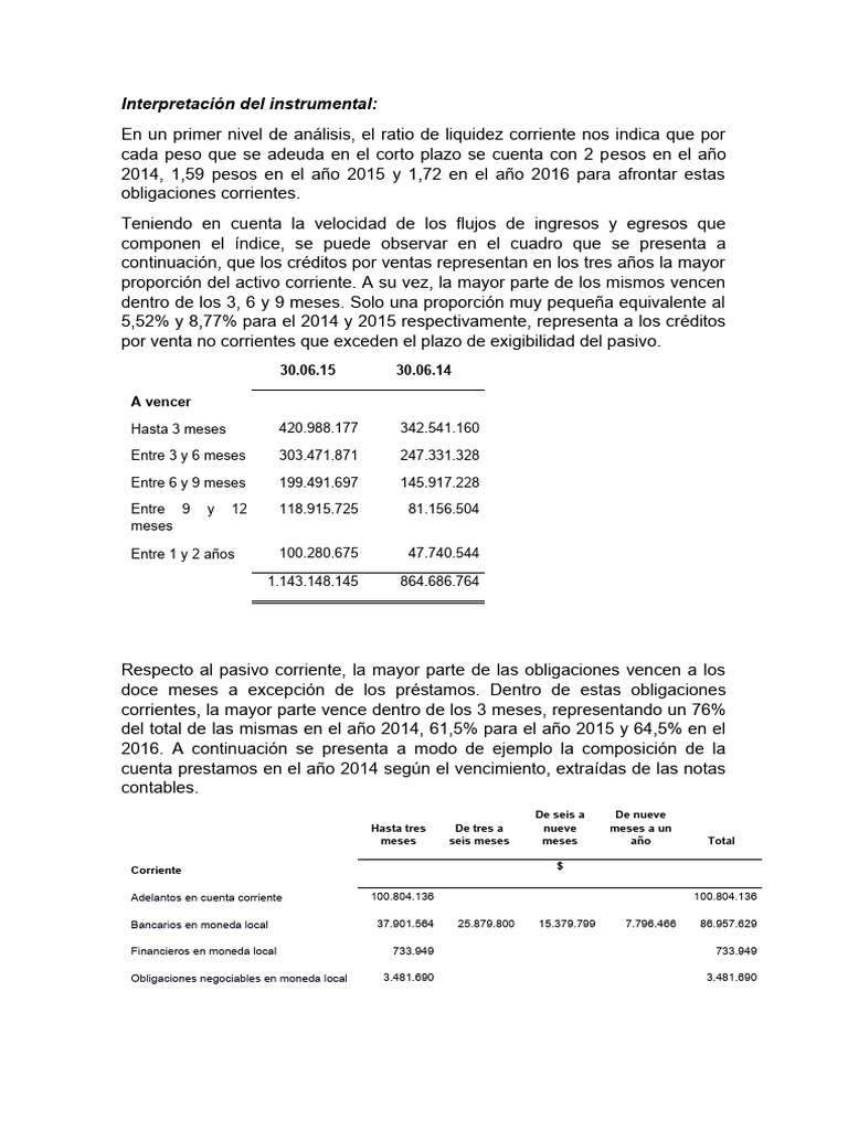 Interpretación Del Instrumental | PDF | Negocios | Finanzas y dinero
