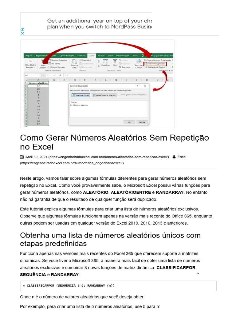 Como Gerar Números Aleatórios Sem Repetição no Excel _ Engenheira do ...