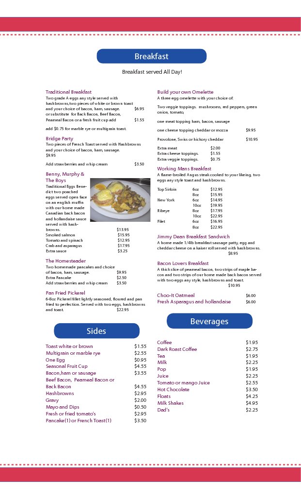 Park Cafe Menu | PDF | Hamburgers | Salad