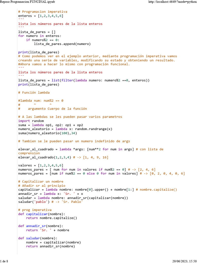 Repaso Programacion FUNCINAL - Ipynb | PDF | Python (lenguaje de ...
