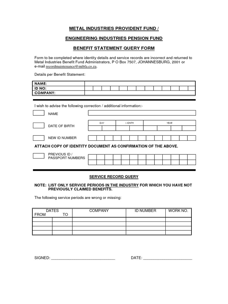 Pension Fund Correction Form | PDF