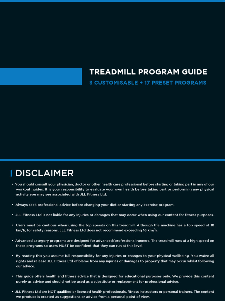 Treadmill Program Booklet (Print Version) | PDF | High Intensity ...